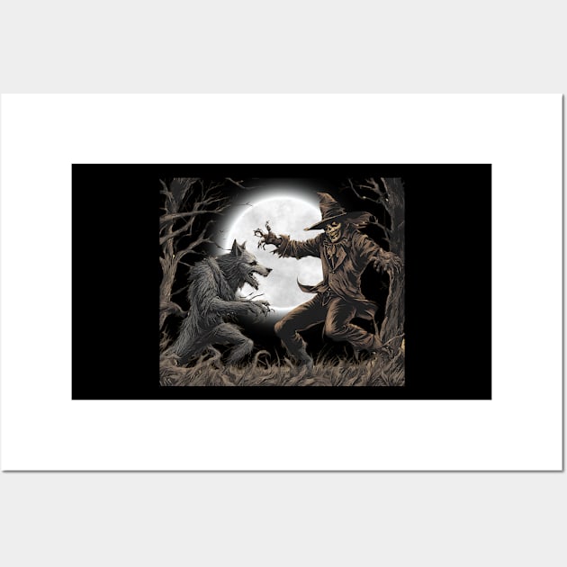 Werewolf Vs Scarecrow - A Halloween Night Battle - Halloween Gifts ...