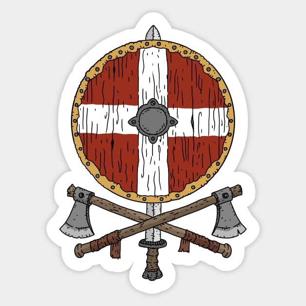 Danish Viking shield. - Denmark - Sticker | TeePublic