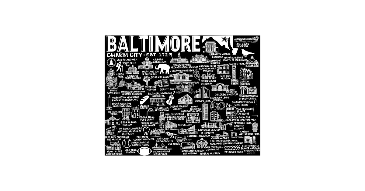 Baltimore Map - Baltimore - T-Shirt | TeePublic