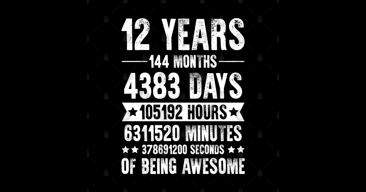 12 Years 144 Months Of Being Awesome Birthday - 12 Years 144 Months Of ...