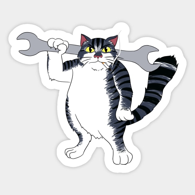 Mechanic Cat - Cats - Sticker | TeePublic