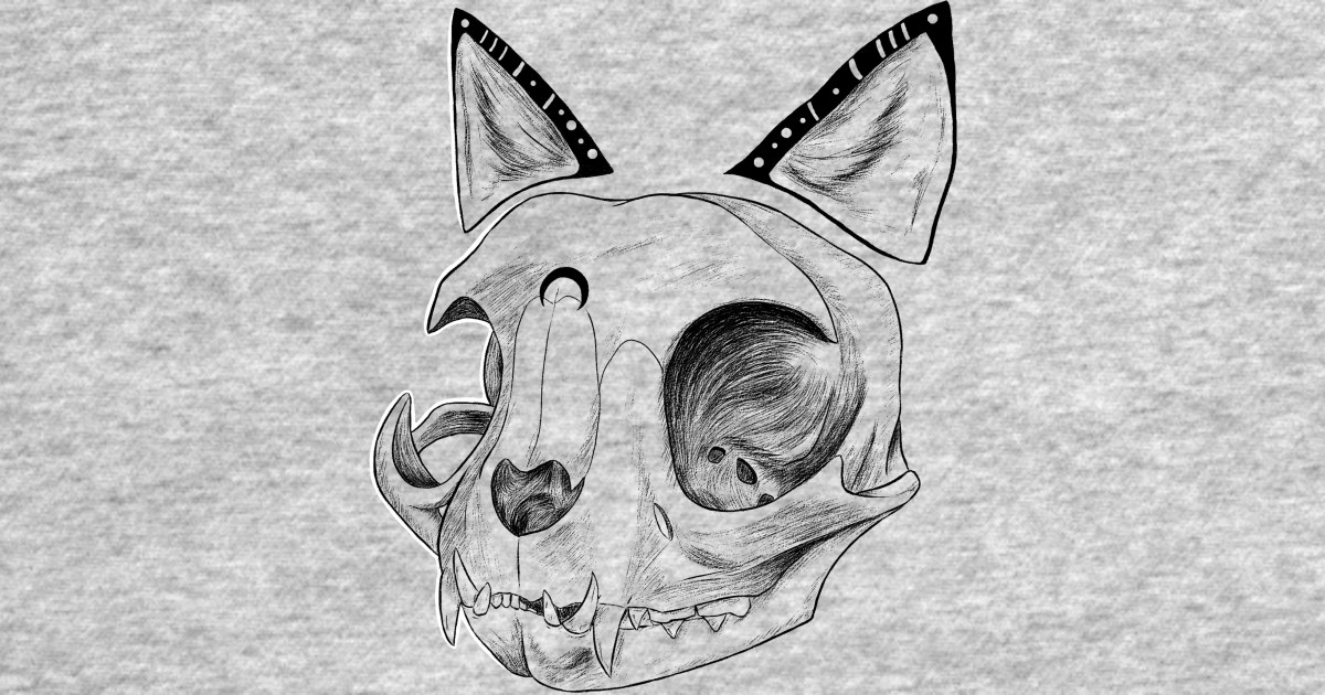 Lunar Cat Skull - Cat - T-Shirt | TeePublic