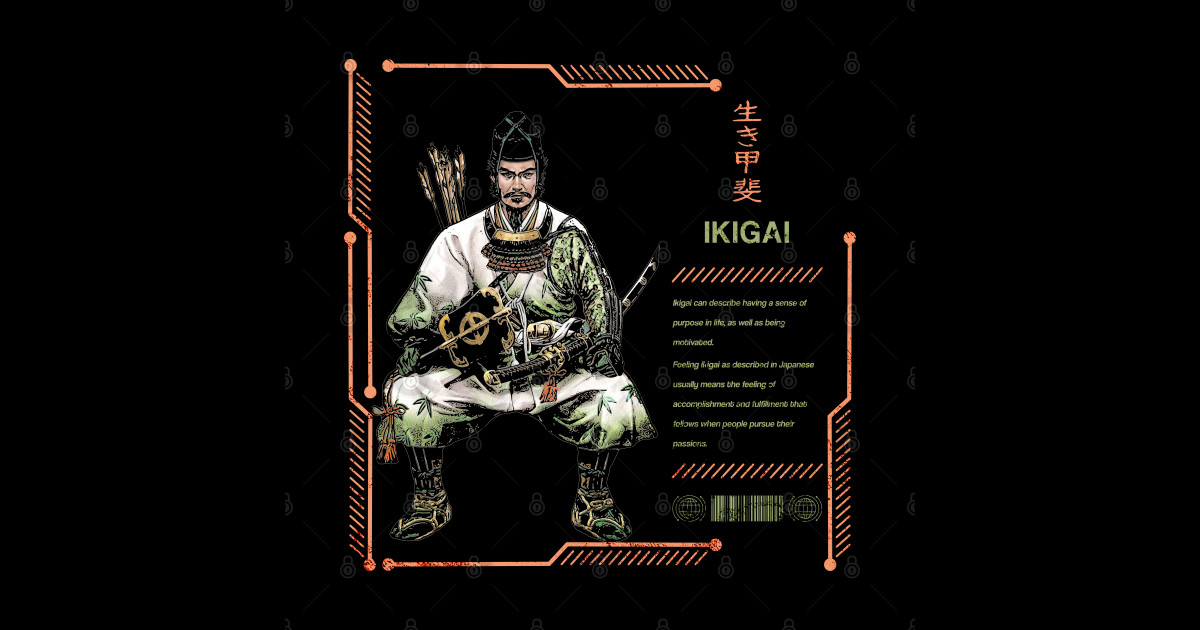 Ikigai Samurai Japanese Saying Calligraphy Inspirational Kanji Characters 640 Kanji Sticker