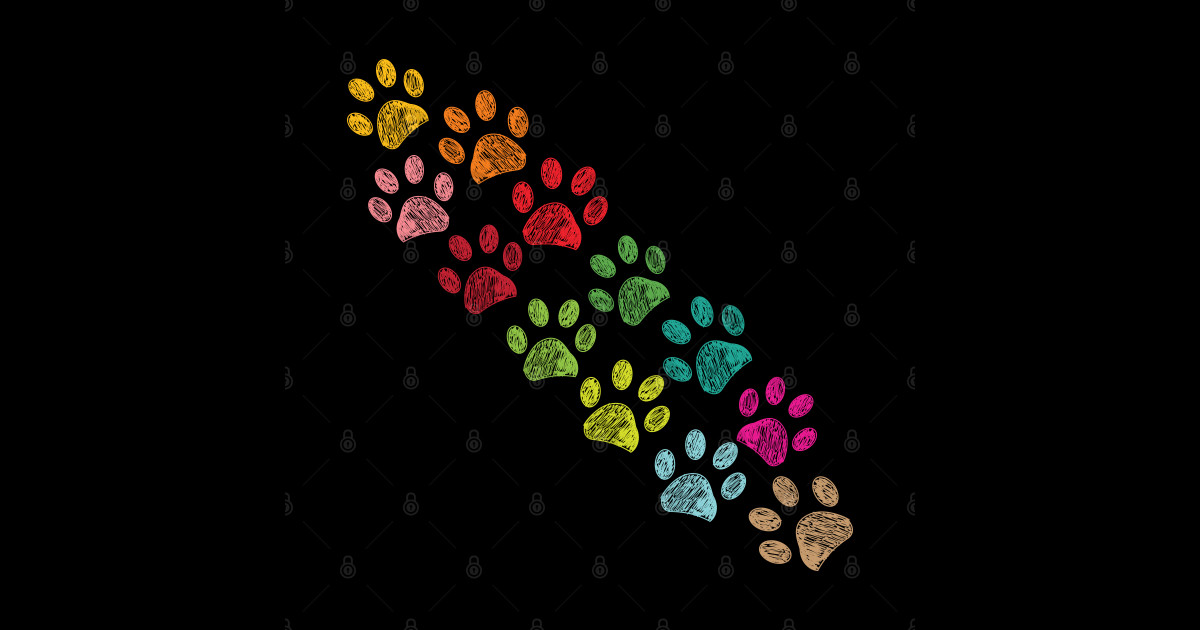 Colorful paw print vector background - Colorful Paw Print - Sticker ...