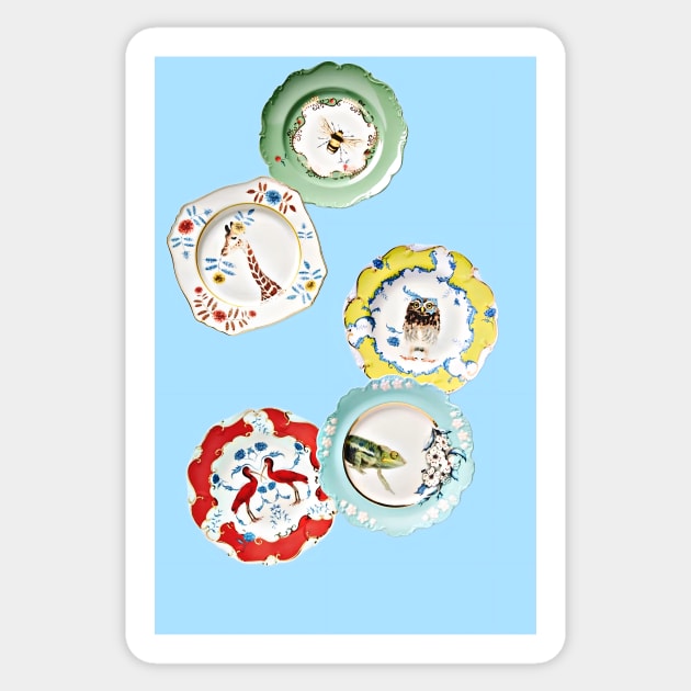 Plates with cute animals on sky blue background - Ceramic Plates ...