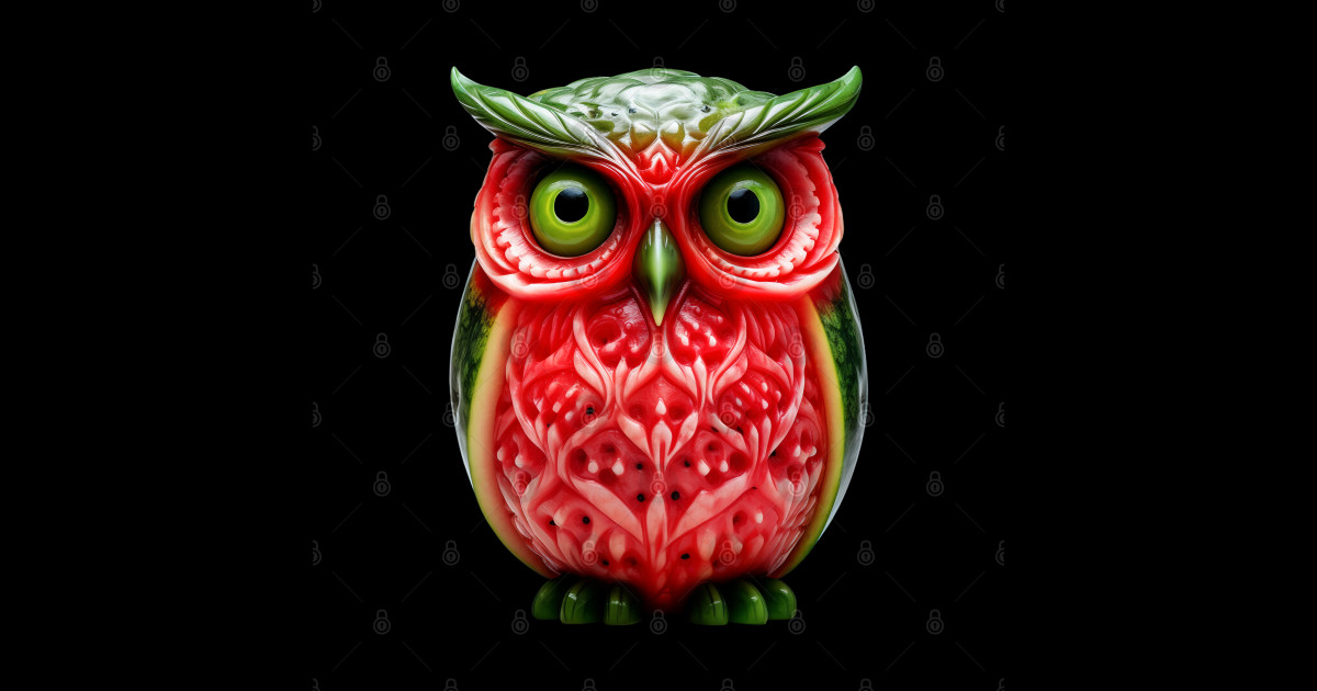 Whimsical Watermelon Owl Hybrid - Watermelon Owl Hybrid - Posters and ...