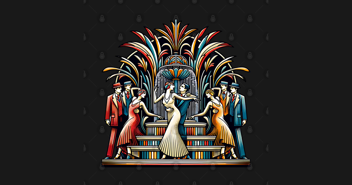 Roaring Twenties Dancers Art Deco Fountain - Roaring 20s - T-Shirt ...