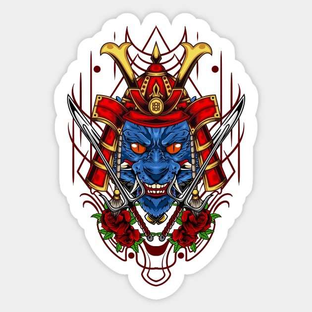 Samurai Cat | Red Kabuto - Samurai Cat - Sticker | TeePublic