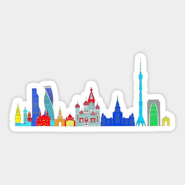 Moscow skyline buildings - Moscow - Sticker | TeePublic