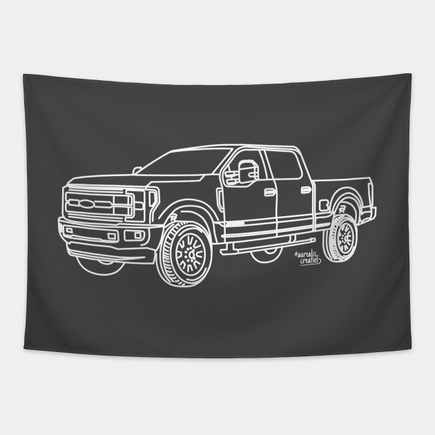Ford F250 Super Duty - car line art - Muscle Cars - Tapestry | TeePublic
