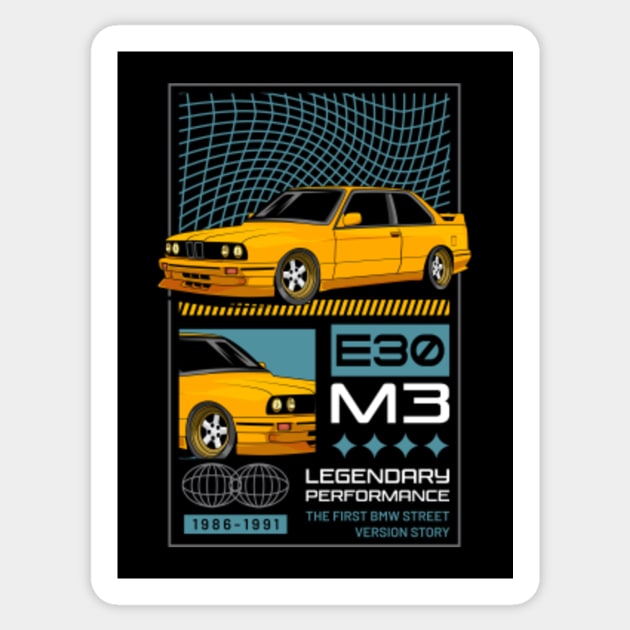 Vintage E30 Sport Car - Vintage E30 Sport Car - Sticker | TeePublic