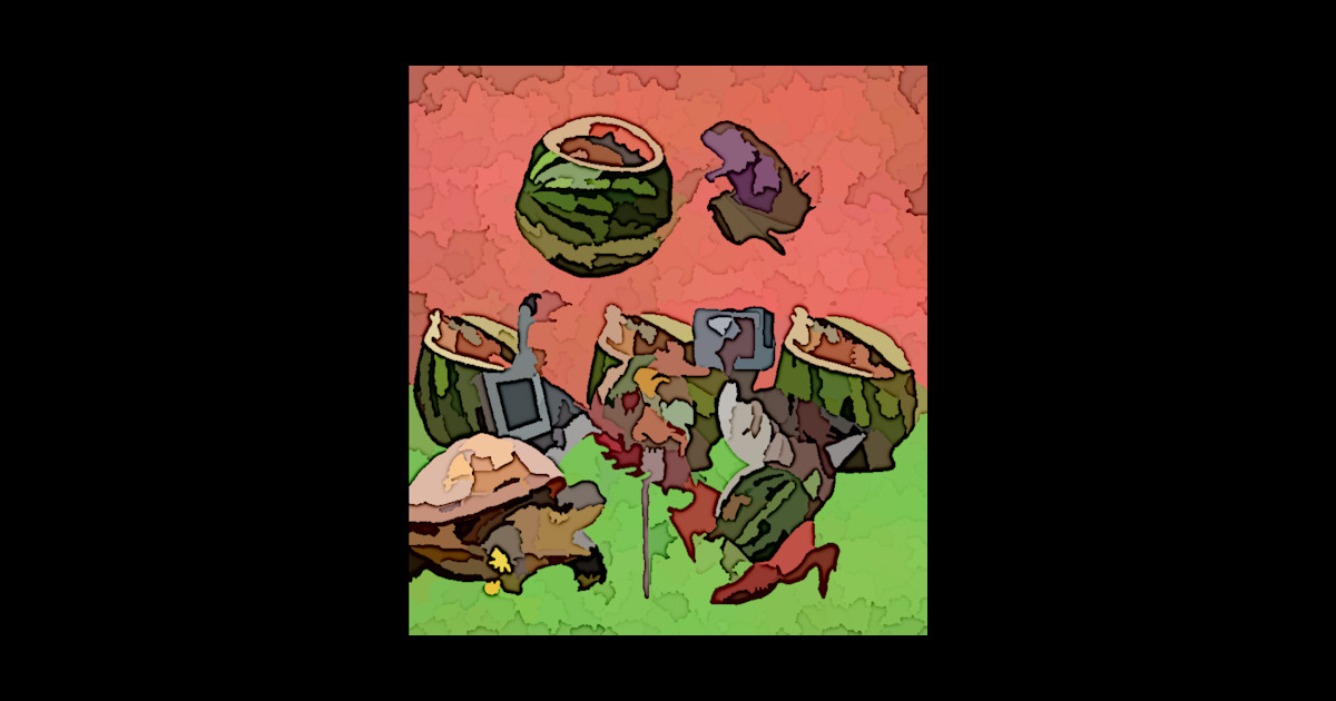 watercolor painting watermelon wildlife alien fishing - Watercolor ...