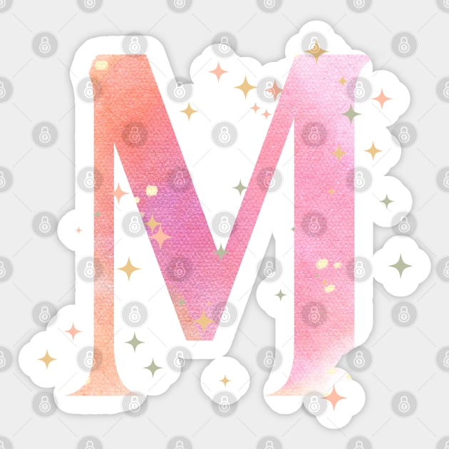 Letter M Monogram pink watercolor - Monogram Letter M - Sticker | TeePublic