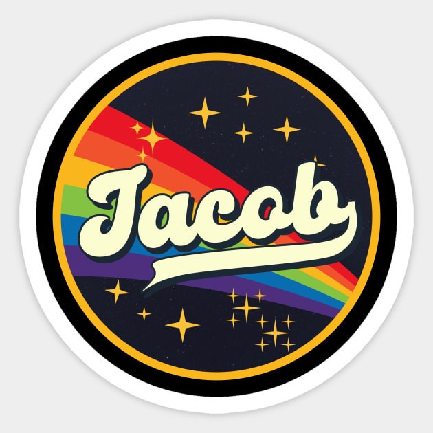 Jacob // Rainbow In Space Vintage Style - Jacob - Sticker | TeePublic