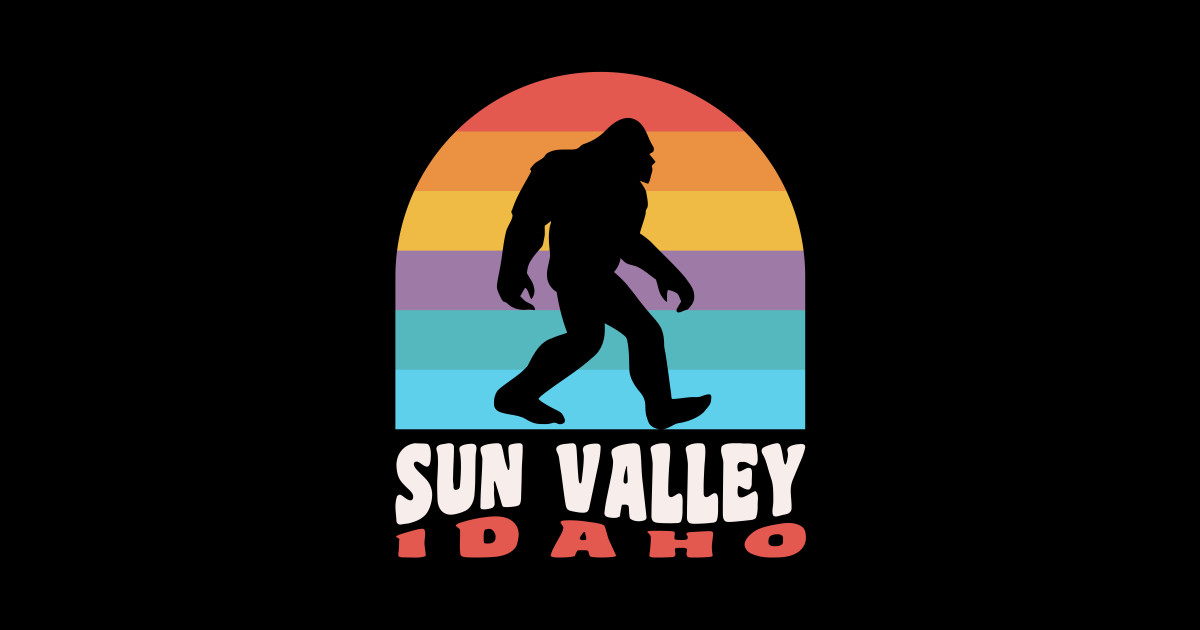 Sun Valley Idaho Bigfoot Sasquatch Retro Sunset - Sun Valley - Posters ...