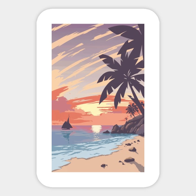 Sunset at the beach - Beach Sunset - Sticker | TeePublic