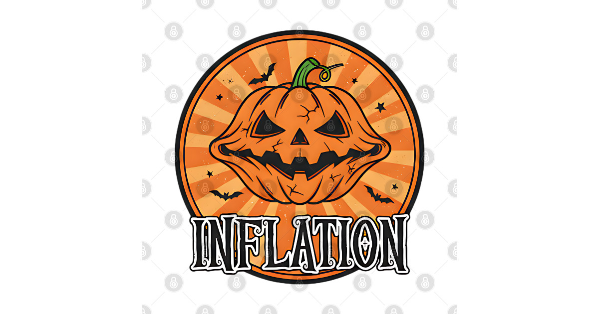 Inflation orange pumpkin spooky Halloween design retro funny humor art ...