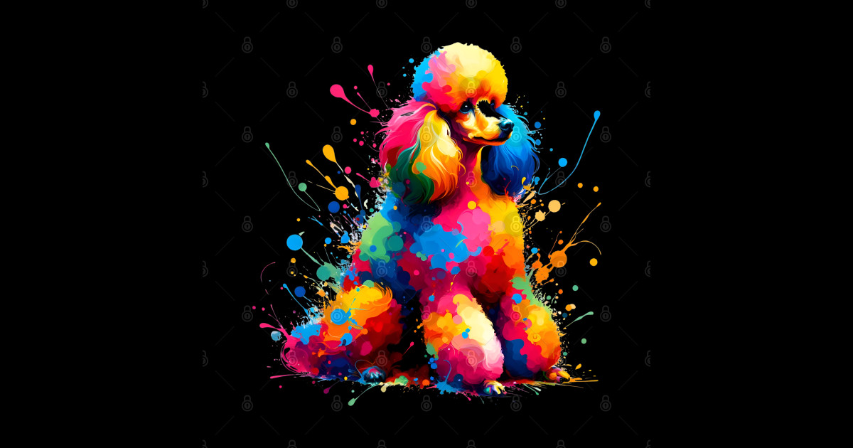 Colorful Abstract Poodle in Paint Splash Style - Poodle - Sticker ...