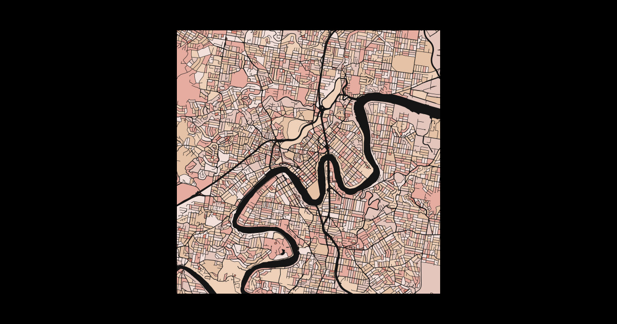 Brisbane Map Pattern in Soft Pink Pastels - Brisbane Map - Sticker ...