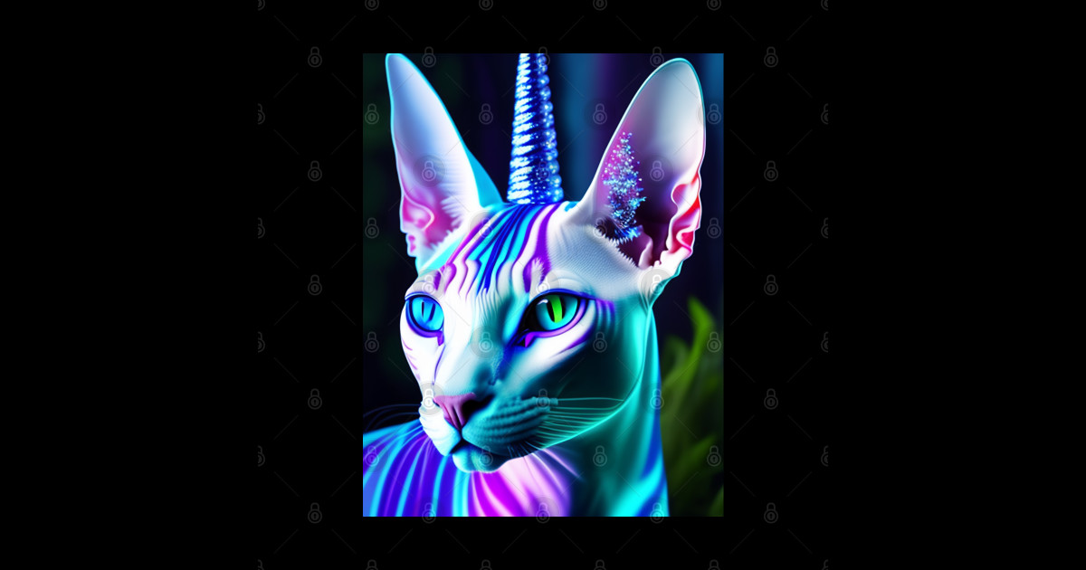 Glowing Unicorn Hybrid Sphynx - Avatar Sphynx - Sticker | TeePublic
