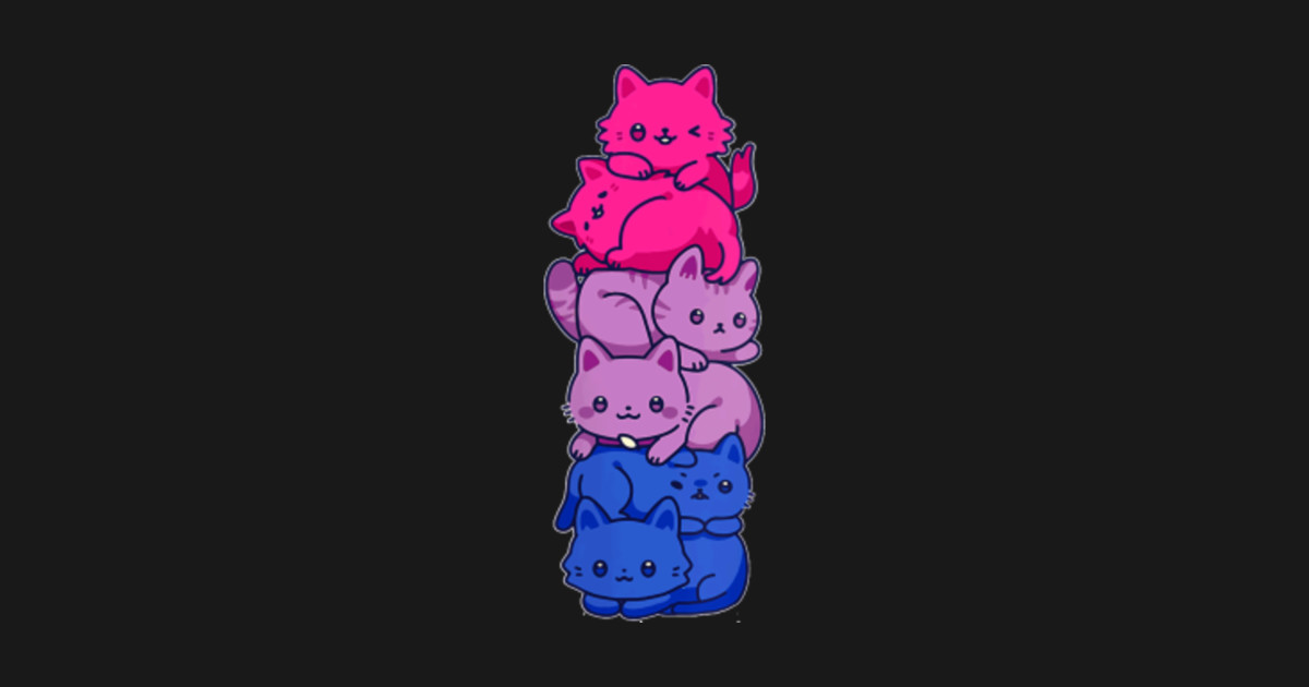 Bi Pride Cat LGB Bisexual Flag Cute Kawaii Cats Pile Gift - Cat - T ...