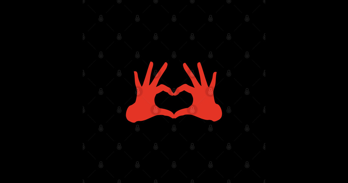 love, red hands with heart sign - Heart - Sticker | TeePublic