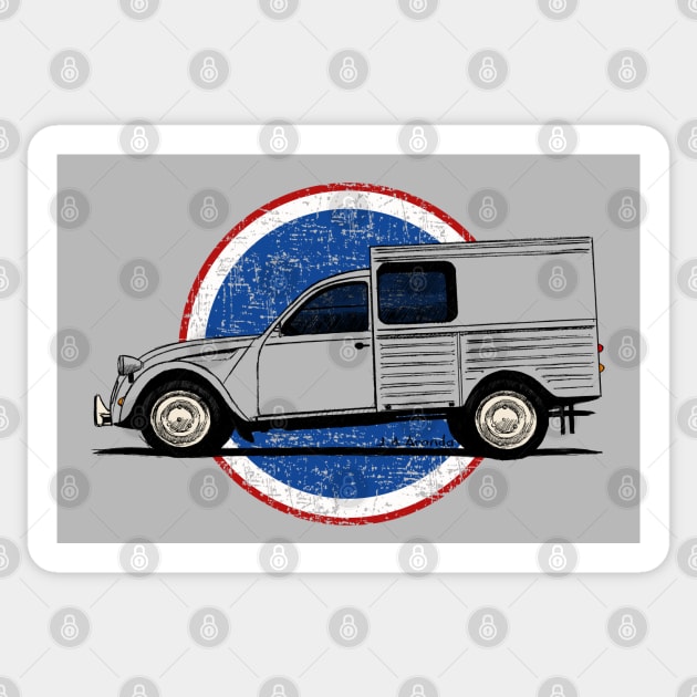 My drawing of the classic french small van - Citroen 2cv - Sticker ...