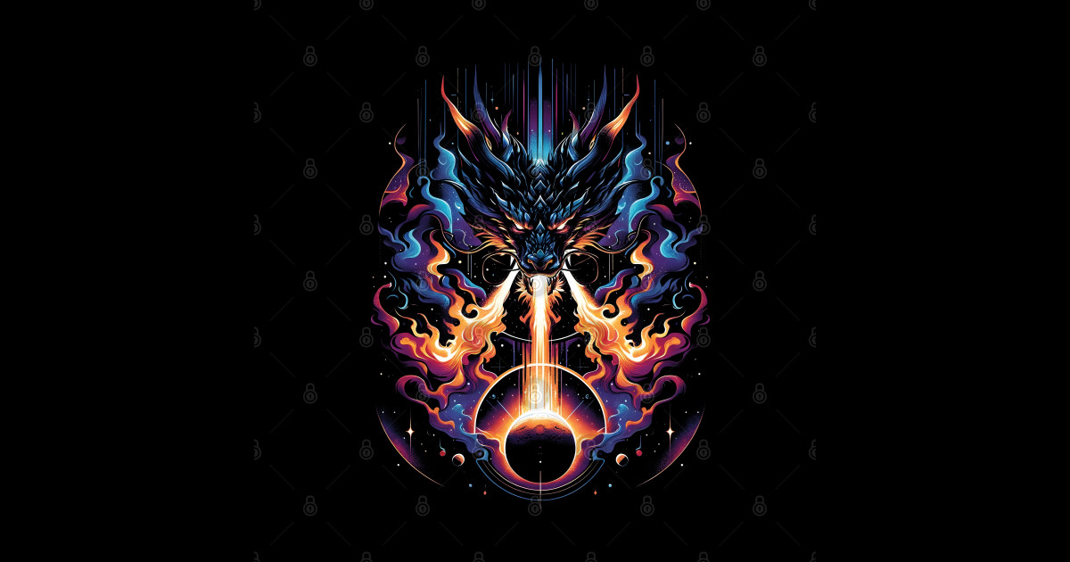 Celestial Fire Dragon - Cosmic Dragon - Sticker | TeePublic