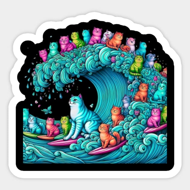 Cute Wave of Blue Cats for Kamala - Kamala - Sticker | TeePublic