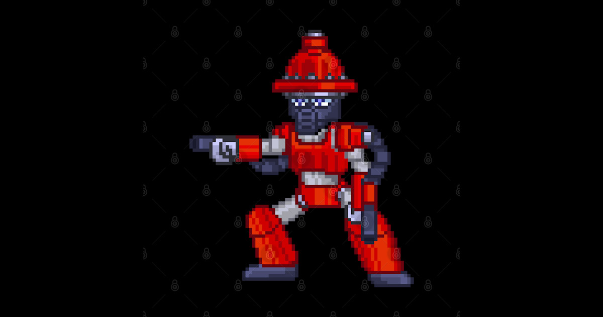 Pixel Art Hydrabot - Fire - Sticker | TeePublic