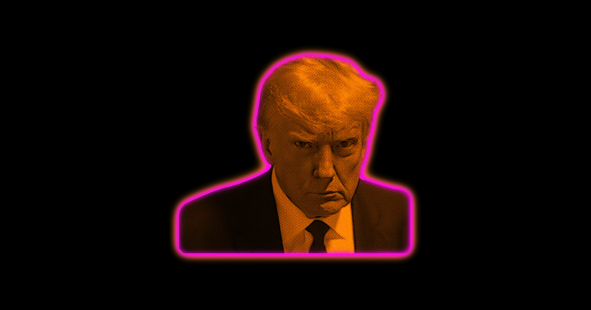 Donald Trump Mugshot Halftone - Donald Trump - Sticker | TeePublic