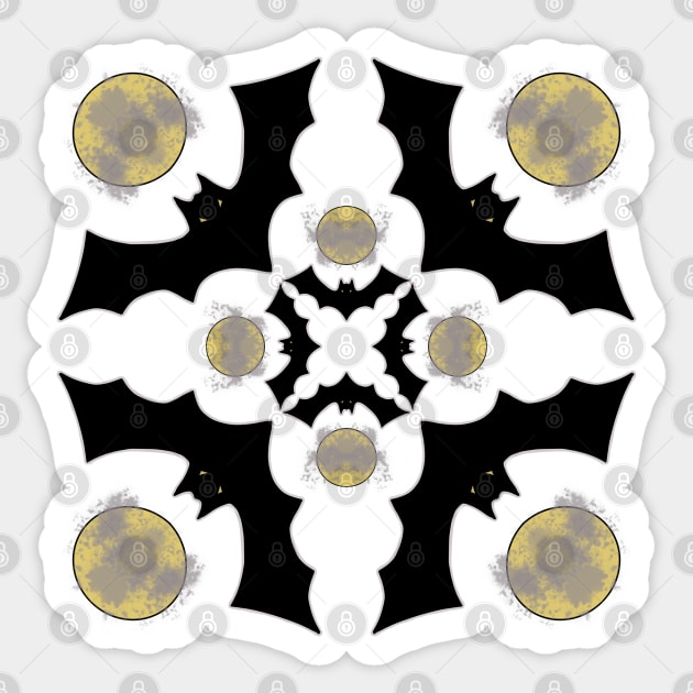 Bats and Moons Symmetry V2 - Bats - Sticker | TeePublic