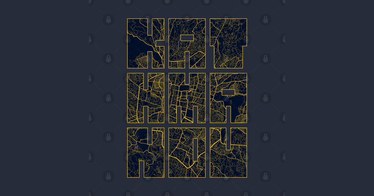Kathmandu, Nepal City Map Typography - Gold Art Deco - Kathmandu - T ...
