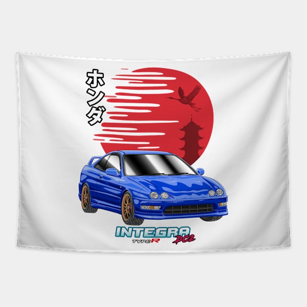 Blue Honda Integra Type R DC2 Nippon Sun - Integra - Tapestry | TeePublic