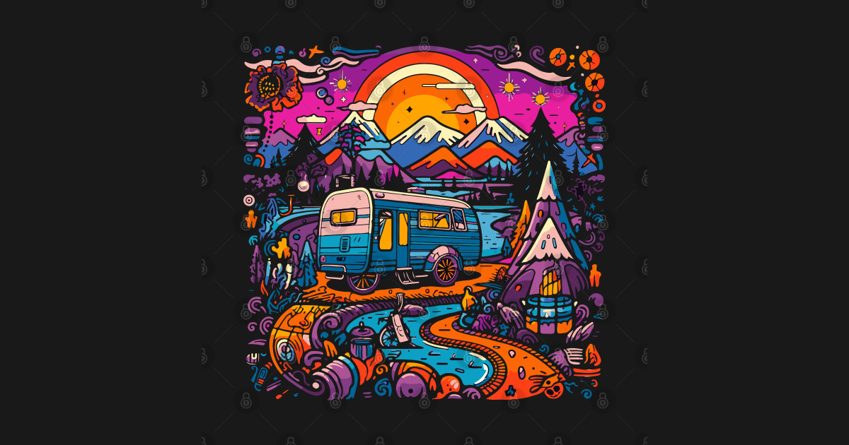 Cottagecore camping sunset - Camping - T-Shirt | TeePublic
