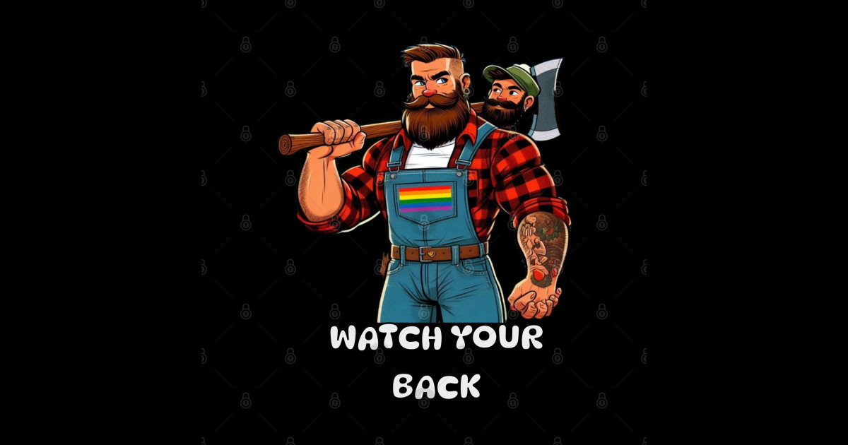 watch your back - Gay Cartoon - Sticker | TeePublic