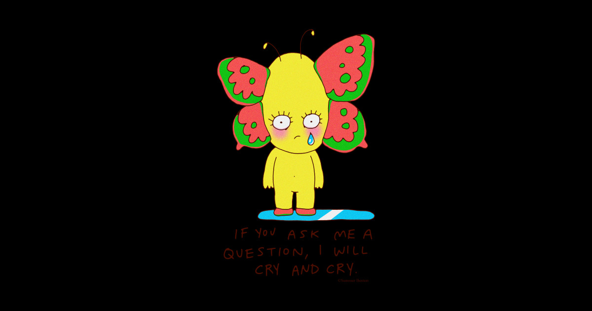 Crybaby Butterfly Head - Crying - Sticker | TeePublic