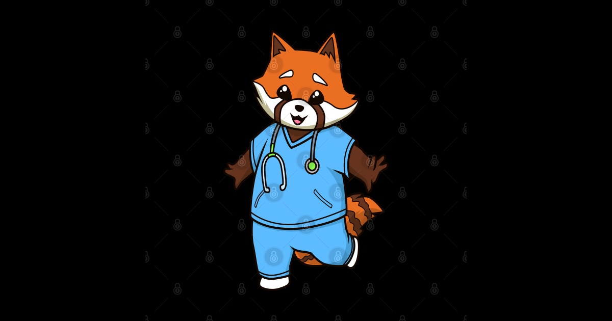 Comic red panda nurse - Red Panda Nurse - Sticker | TeePublic