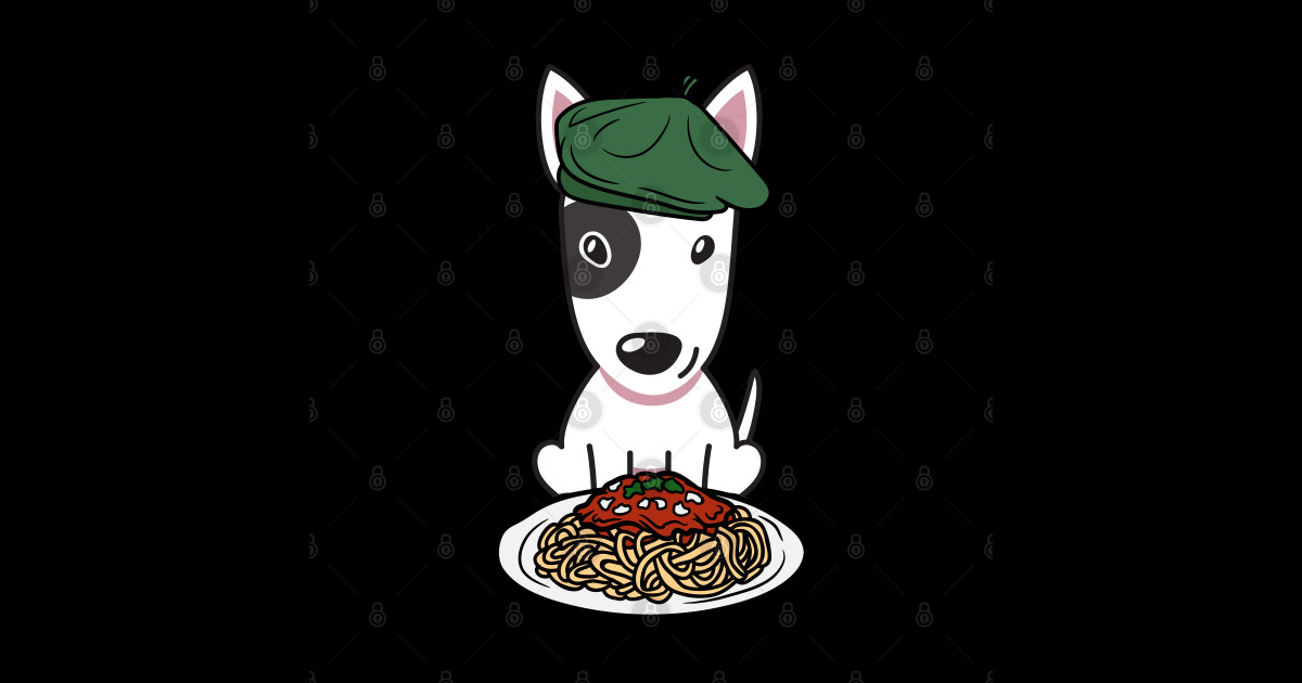 Dog eating Spaghetti - bull terrier - Bull Terrier - Sticker | TeePublic