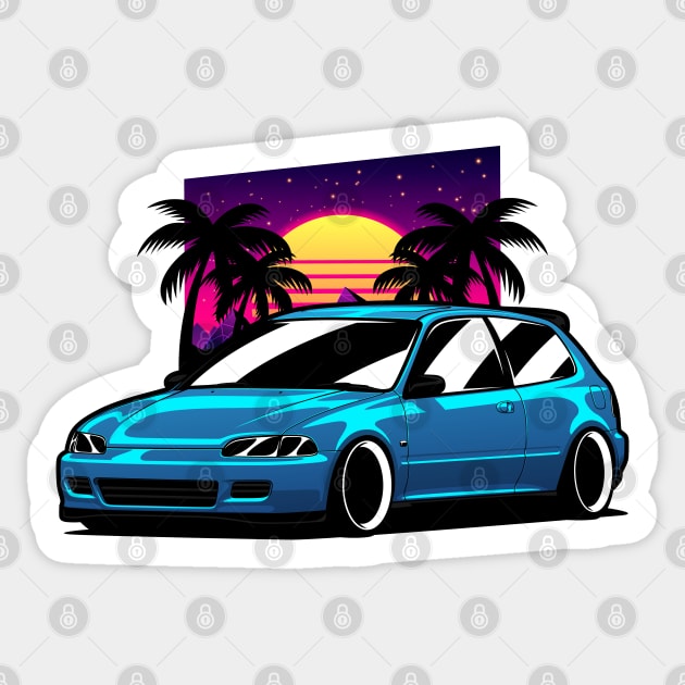 Blue Civic Gen5 JDM - Civic - Sticker | TeePublic
