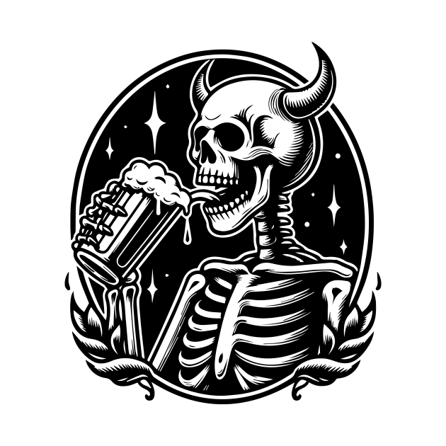 skeleton drinking beer - Skeleton Drinking - T-Shirt | TeePublic