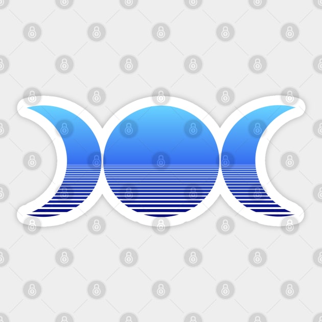Vaporwave Triple Moon - Night - Triple Moon - Sticker | TeePublic