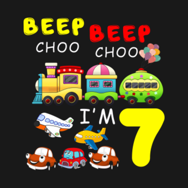 7th Birthday Boy Seven Years Old Trains Cars Airplanes - Trains ...