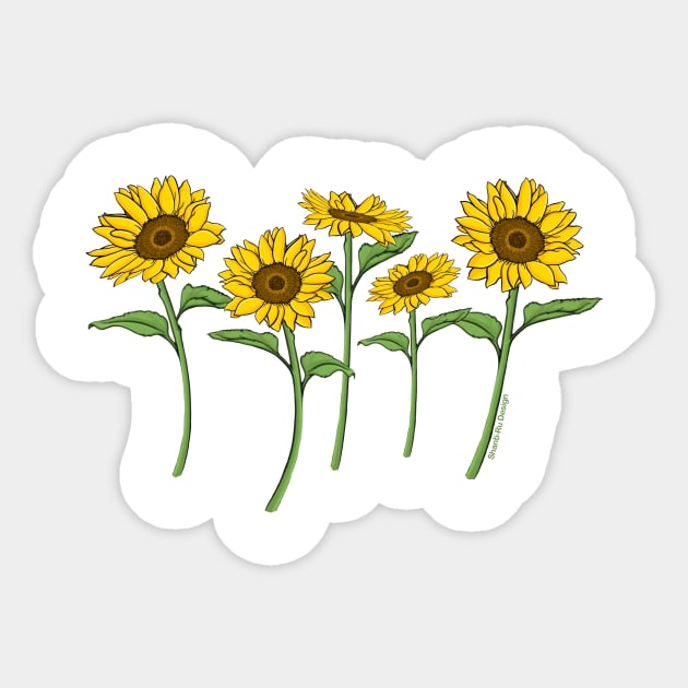 Simple Sunflowers Minimalist design - Sunflower Drawing - Sticker ...