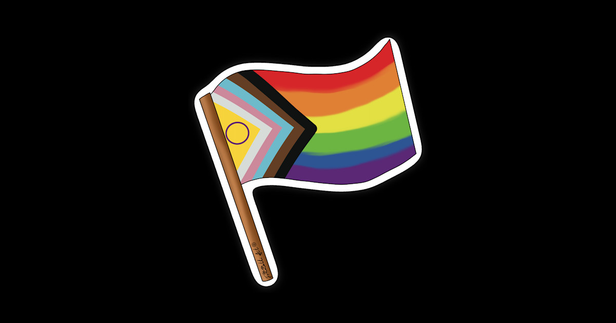 Intersex inclusive Progress Pride Flag - Progress Pride Flag - Sticker | TeePublic