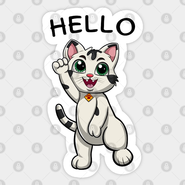 Hello, Smiling Cat - Cute Cat - Sticker | TeePublic