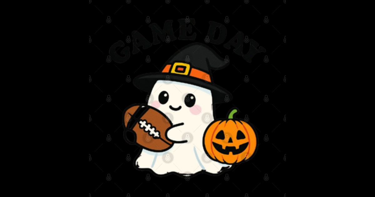 Football Game Day Ghost Halloween - Football Game Day - Sticker | TeePublic