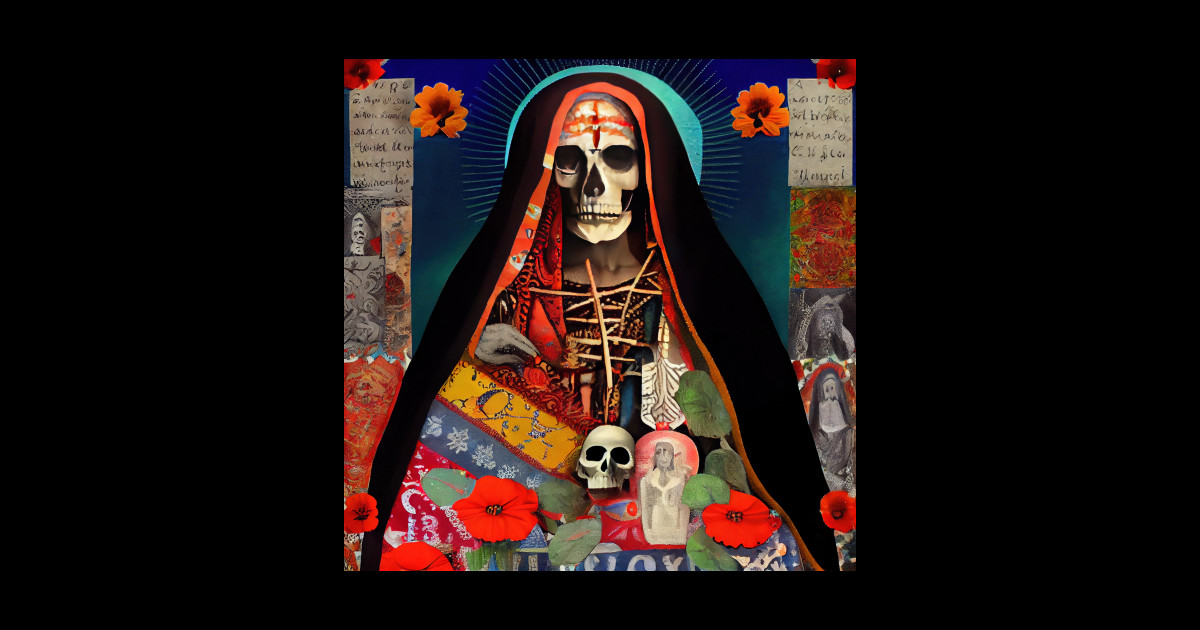 Saint Death Collage Art - Santa Muerte - Sticker | TeePublic