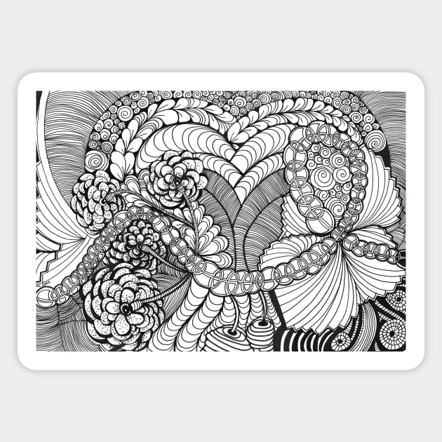 Handmade Illustration drawing of heart flowers and chain - Heart ...