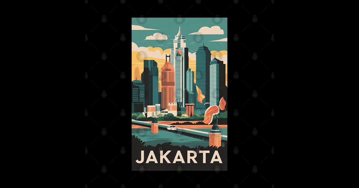 A Vintage Travel Art of Jakarta - Indonesia - Jakarta - Sticker | TeePublic